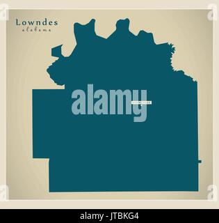 Lowndes county map of Alabama USA grey illustration silhouette Stock ...
