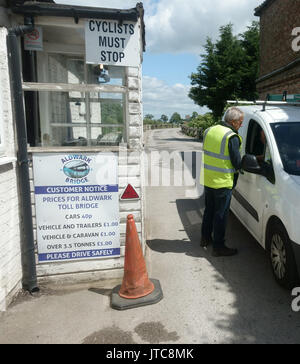 River Ure at Aldwark Toll Bridge, near York, North Yorkshire flooded ...