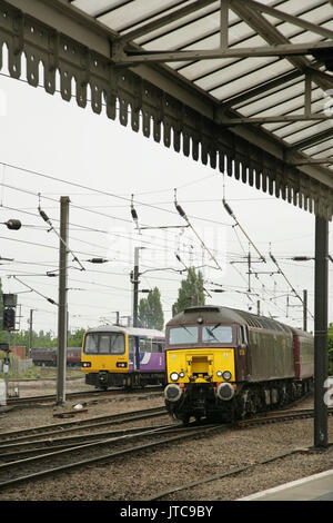 Class 57 diesel loco with a charter service at Poppleton station, UK ...