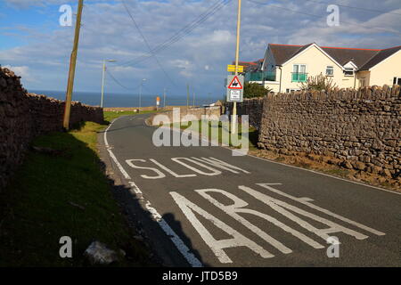 SLOW DOWN (ARAF) ROAD SIGN IN WELSH Stock Photo - Alamy