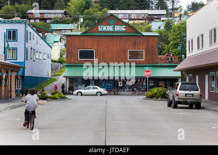 Wrangell, Alaska, USA - July 24, 2017: Street view of The City Hall at ...