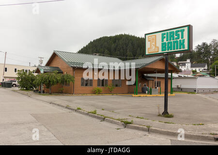 Wrangell, Alaska, USA - July 24, 2017: Street view of The City Hall at ...
