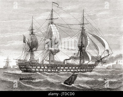 . French steam battleship Napoleon . 1850. 918 Napoleon(1850 Stock ...