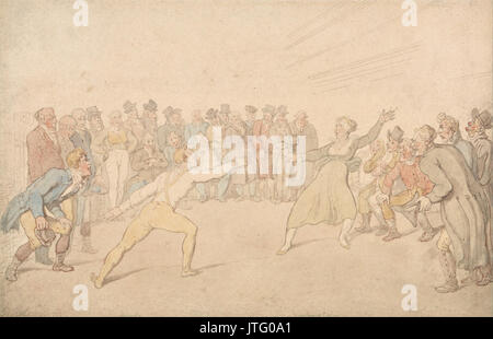 Thomas Rowlandson - Henry Angelo and Madame Cain Fencing Stock Photo ...