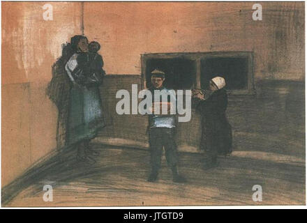 'The Public Soup Kitchen F1020b' by Vincent van Gogh depicts a scene of ...