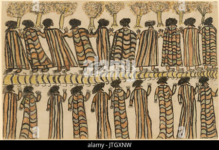 Figures in possum skin cloaks 1898 by William Barak Stock Photo - Alamy