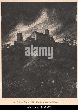 'Die Wartburg im Herbsturm' is a 1927 painting by artist Sattler ...