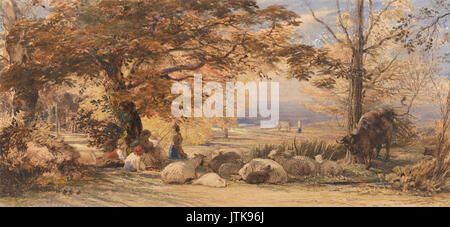 Samuel Palmer landscape painting, The Rustic Dinner, circa 1853 Stock ...