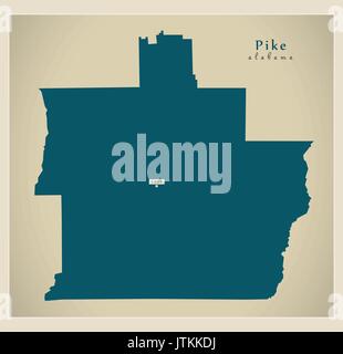 Pike county map of Alabama USA grey illustration silhouette Stock ...