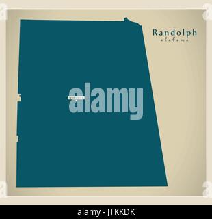 Randolph county map of Alabama USA grey illustration silhouette Stock ...
