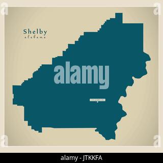 Shelby county map of Alabama USA grey illustration silhouette Stock ...