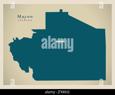 Macon county map of Alabama USA with American national flag ...