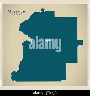 Marengo county map of Alabama USA with American national flag ...