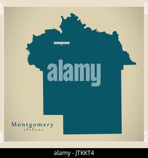 Montgomery county map of Alabama USA grey illustration silhouette Stock ...