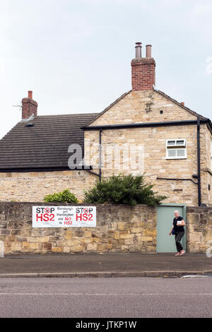 house with ‘Stop HS2’ protest signs displayed on a wall in Mexborough ...