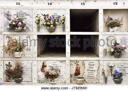 Spanish cemetery tombs memorials burial sites typical Ibiza Spain Stock ...