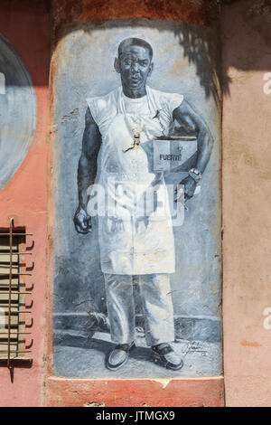 Cuban artwork painted on wall at Havana, Cuba, West Indies, Caribbean ...