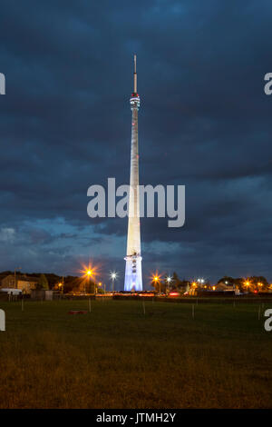 Emley Moor Transmitting Tower is lit up purple as a tribute to HRH ...