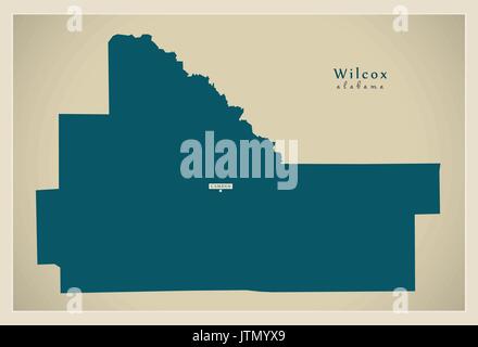 Wilcox county map of Alabama USA with American national flag ...