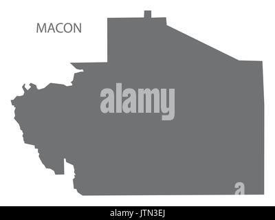 Macon county map of Alabama USA black inverted illustration Stock ...