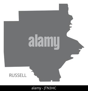 Russell county map of Alabama USA black inverted illustration Stock ...
