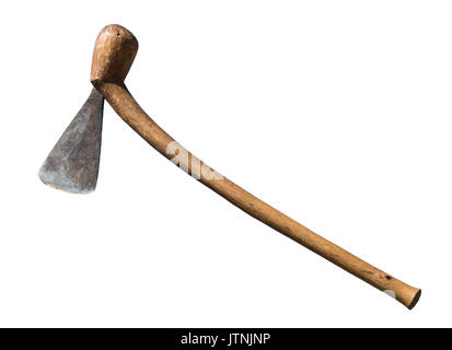 A traditional African axe with a head made from hand-forged steel and ...