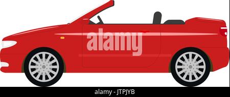 White cabriolet cartoon vector illustration. Elegant summer car without ...