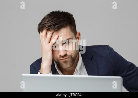 Business Concept - Portrait handsome stressful business man in suit ...