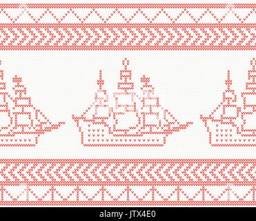 Ship pattern seamless background in flat style repeat vector ...