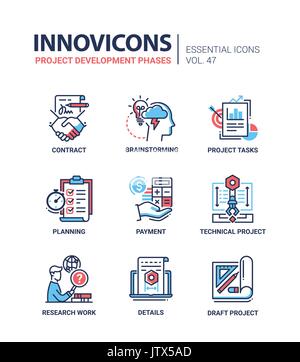 Project Development Phases - modern essential vector line design icons ...