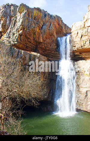 Waterfall. Beautiful mountains view. Despeñaperros Natural Park ...