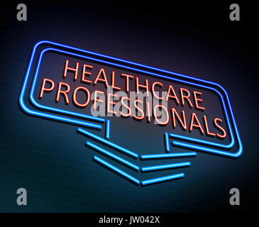 3d Illustration depicting a sign with a healthcare professionals ...