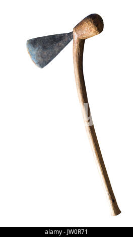 A traditional African axe with a head made from hand-forged steel and ...