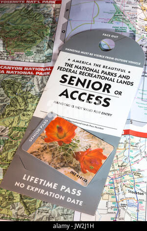 National Parks Service Lifetime Senior Pass and Maps, USA Stock Photo ...