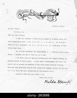 Letter from Hulda Stumpf, 24 October 1906 Stock Photo - Alamy