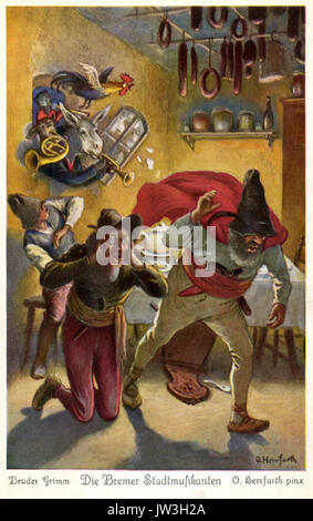 Painting of the Bremen Town Musicians, fairy tale by the Brothers Grimm ...