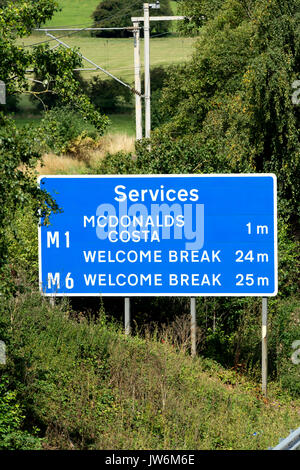 Blue Motorway Services Sign Stock Photo - Alamy