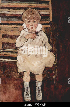A dramatic and emotional drawing by Egon Schiele, showcasing his ...