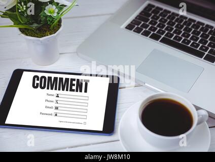 Digital composite of Comment text and graphic on laptop screen with ...
