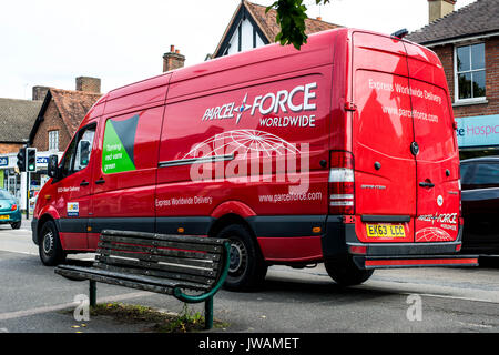 parcel force / royal mail van making a delivery / collection in ...
