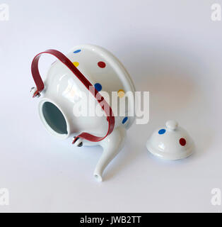 Vintage teapot white with moles. Object for collectors or decoration ...