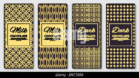 Chocolate bar packaging set. Trendy luxury product branding template ...