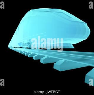 Glow blue high-speed train Stock Photo - Alamy