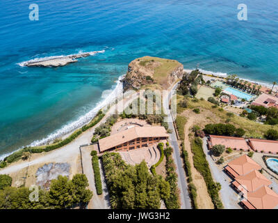 Aerial view of Sant'Irene Bay in Briatico, Calabria, Italy. Galera Rock ...