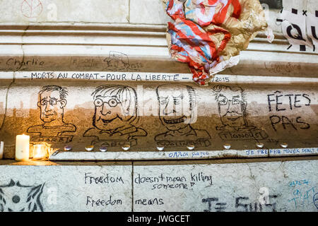 4 portraits drawings of cabu charb, tignous wolinski. Homage at the ...