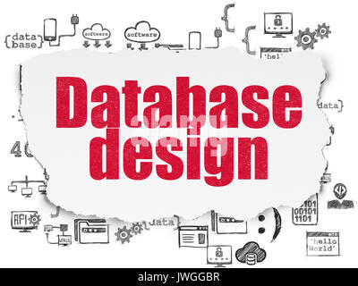 Database concept: Database Design on Torn Paper background Stock Photo ...