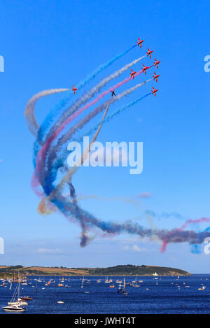 The Red Arrows captured at Falmouth in Cornwall Stock Photo - Alamy