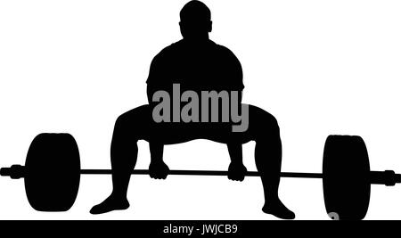 side view athlete powerlifter exercise deadlift black silhouette Stock ...