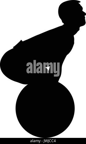 side view athlete powerlifter exercise deadlift black silhouette Stock ...