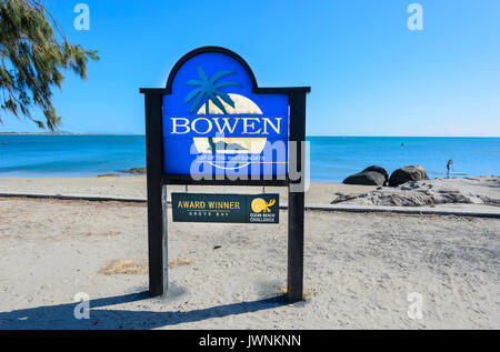 Bowen Beaches advertisement Sign, Bowen, Queensland, QLD, Australia ...